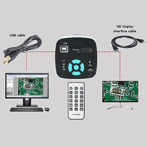 Microscope Camera, Portable Optical Power 130X 0.1X to 2X 100‑240VAC Industrial Microscope Camera for Office (US Plug)