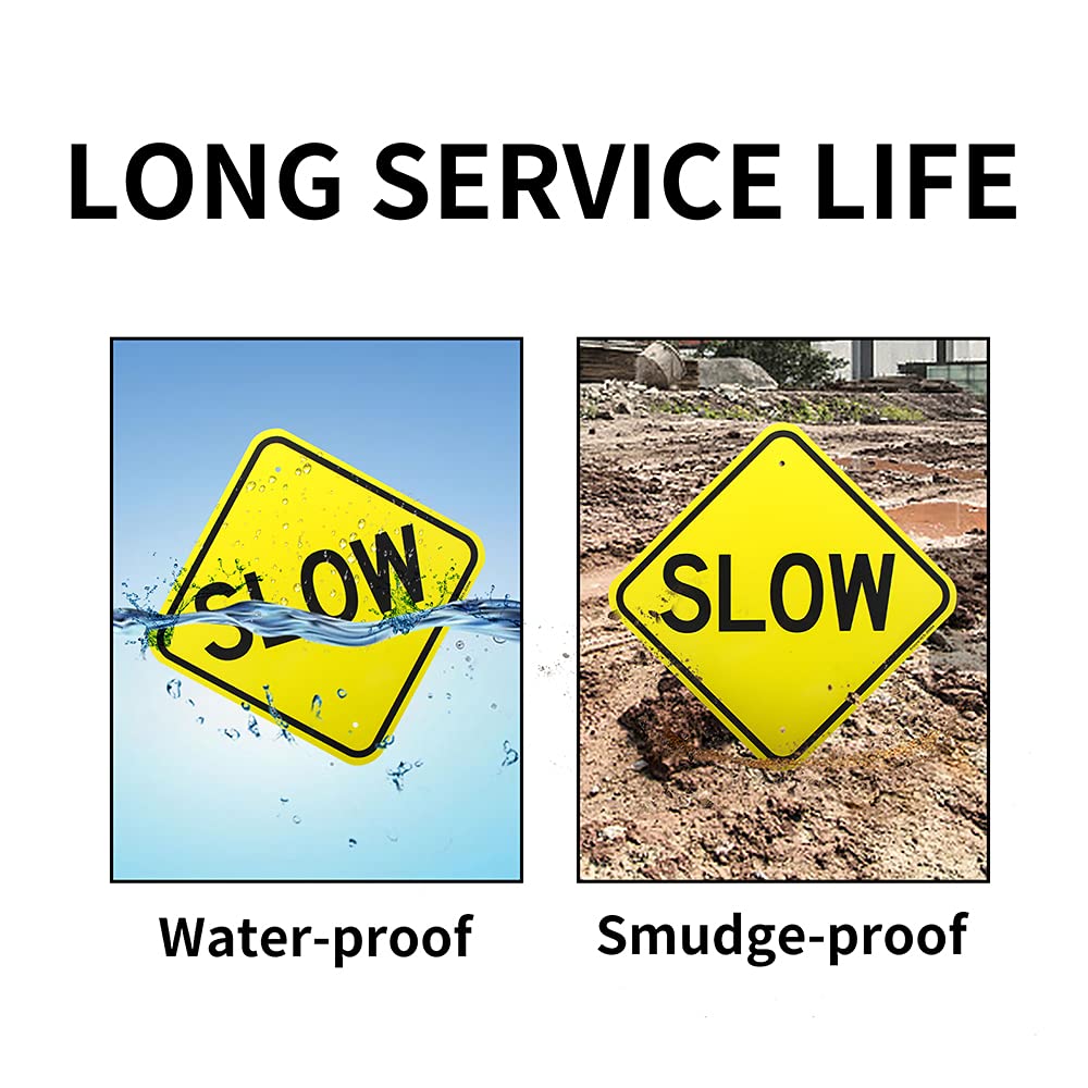Slow Sign, - 12"x 12" - .040 Aluminum Reflective Sign Rust Free Aluminum-UV Protected and Weatherproof