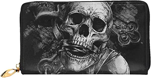 Skulls Day of The Dead Gothic Leather Wallet Long Clutch Purse Fashion Wristlet Handbag