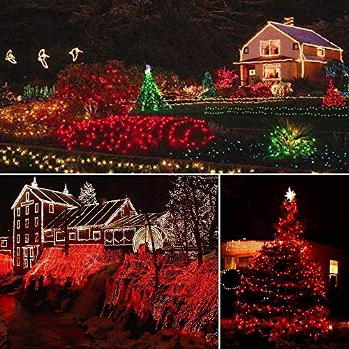 MAOKOT 2 Pack Solar Christmas Decorations Lights, 72ft 200 LED Solar Fairy Lights Outdoor Waterproof,Red Solar String Lights for Christmas Patio Tree Party Christmas Decorations