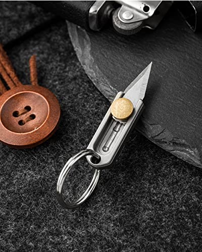 SZHOWORLD Ultra Small Titanium Utility Knife, EDC Tiny Knife Box/Package Opener with Stainless Steel Blade,Ultra Lightweight and Quality