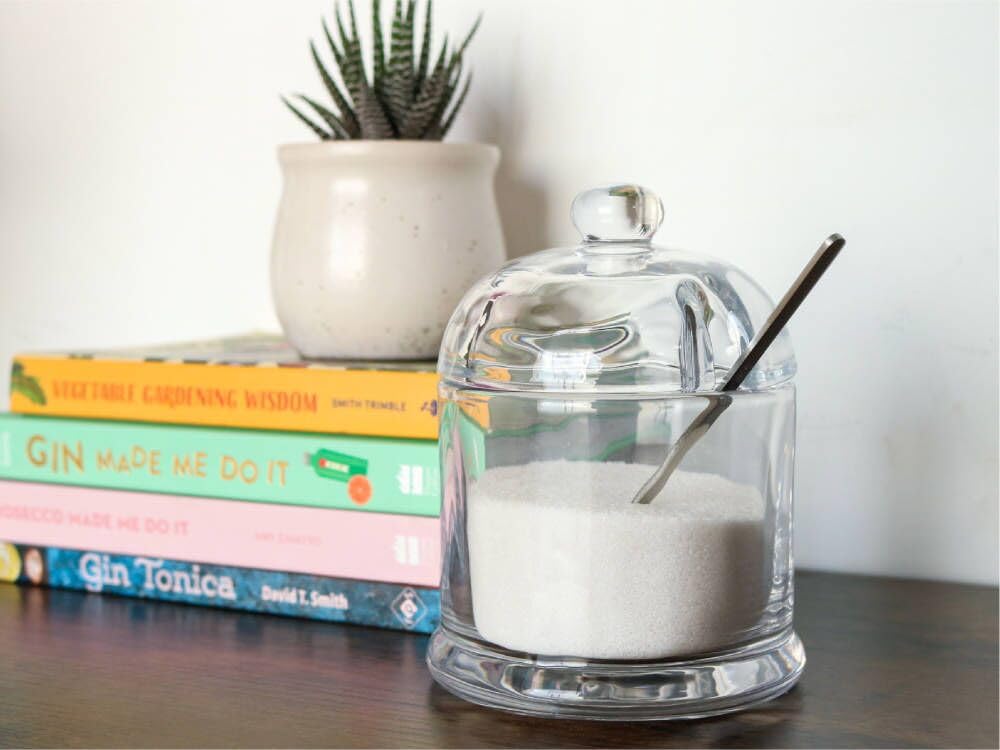 Thick Glass Salt Cellar with Stainless Steel Spoon, Clear Container for Kosher Salt, Sea Salt, Himalayan Salt, Sugar and Pepper, Heavyweight Spices Jar, 10 oz