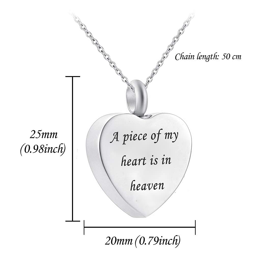 NanMuc Women's Heart Urn Necklace for Ashes Cremation Jewelry March Birthstone Angel Wing in Loving Memory Keepsake Necklace
