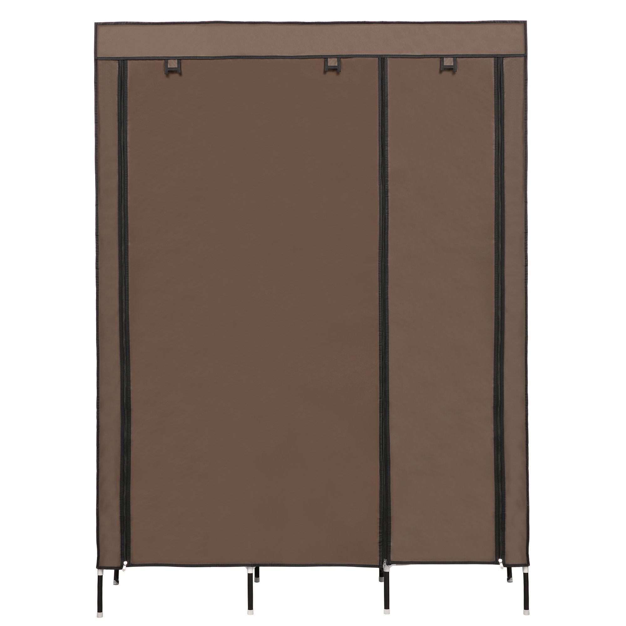langomke Wardrobe Closets Portable Clothes Closet Non-Woven Fabric Storage Organizer Rolling Door Cloth Storage Shelf with 5 Hanging Rack (Coffee)