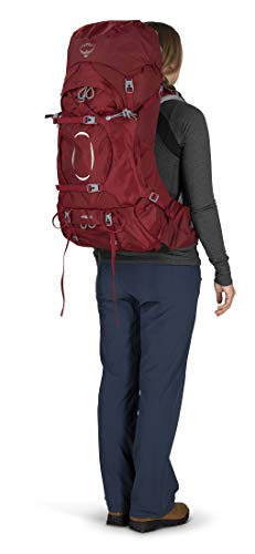Osprey Ariel 55L Women's Backpacking Backpack, Claret Red, WXS/S