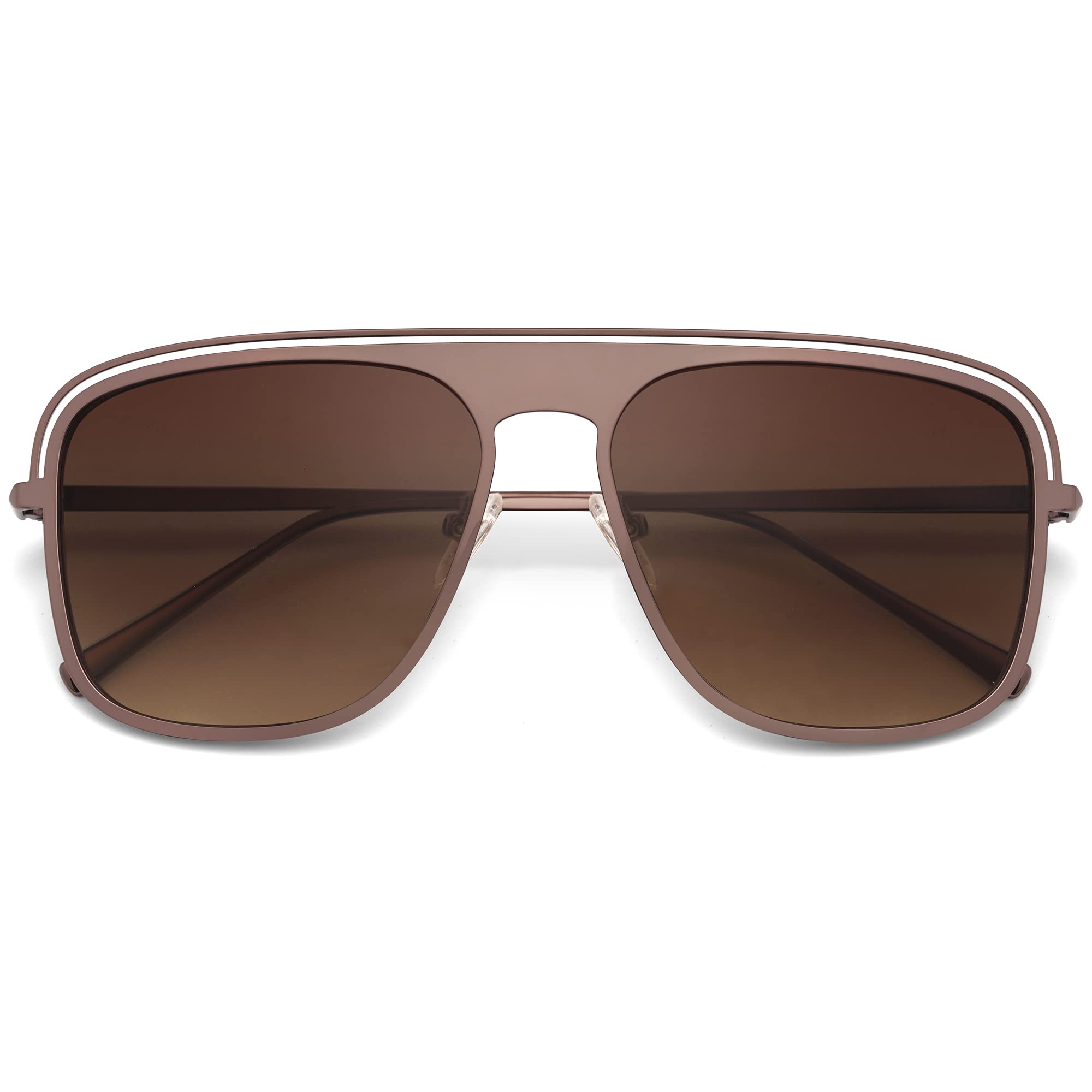 SOJOS Y2K Aviator Sunglasses for Women Men Vintage Metal Shades,Brown