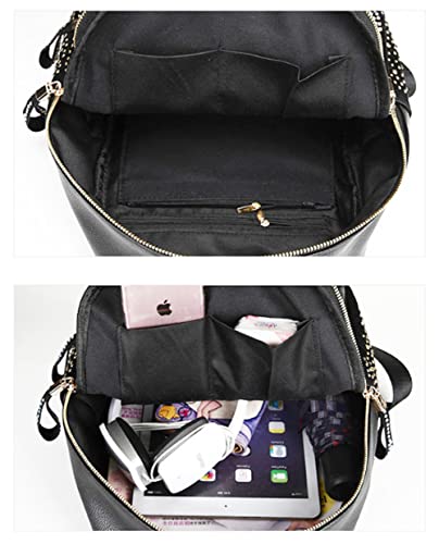 ZZFAB Rhinestone Backpack Faux Leather Black