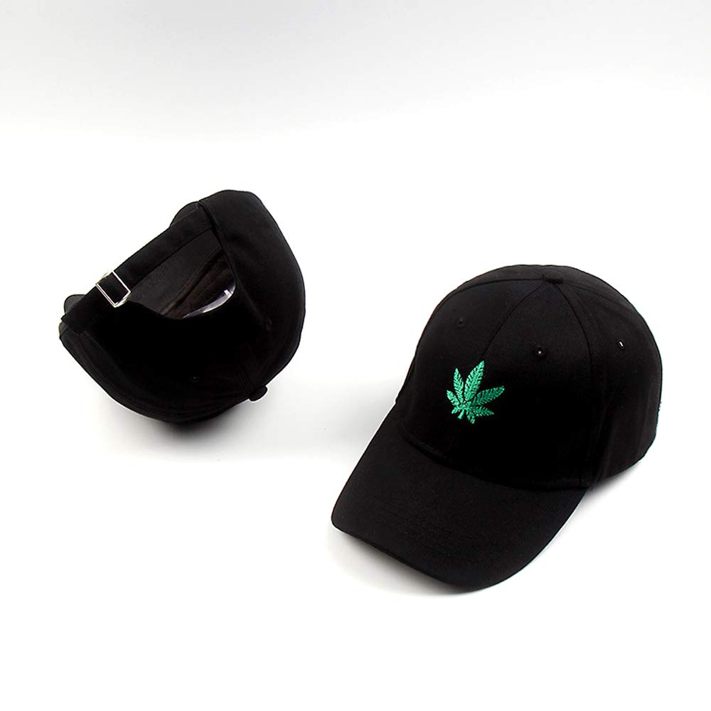 Maple Leaf Embroidery Hat Baseball Cap Baseball Cap for Men and Women- Unstructured Soft Cotton Cap (Black)