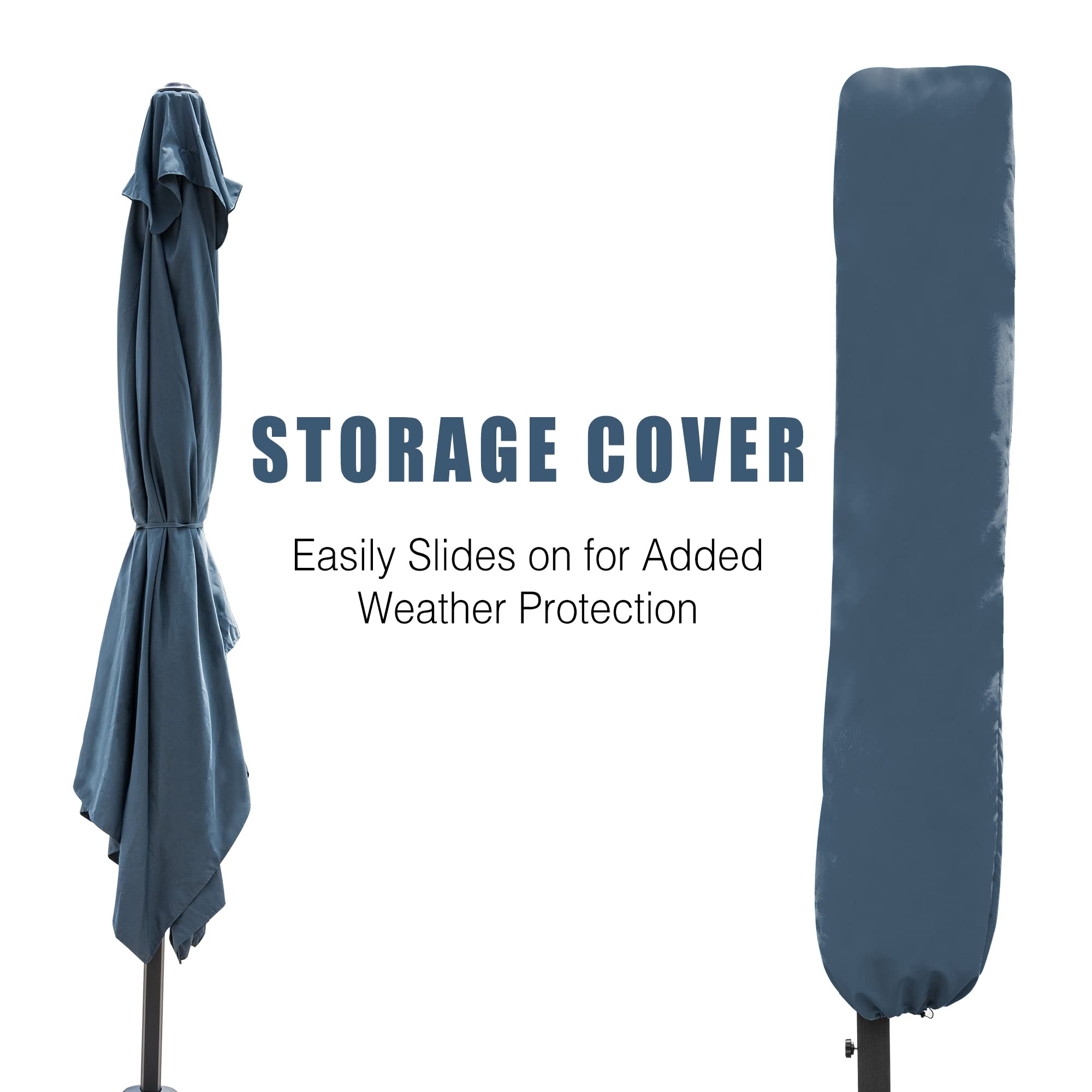 Mapleleaf Rectangular Patio Umbrella 10 Ft Offset Hanging Market Umbrella Cantilever Umbrella 360-Degree Rotatable with Cross Base for Patio Backyard and Swimming Pool（medium gray）