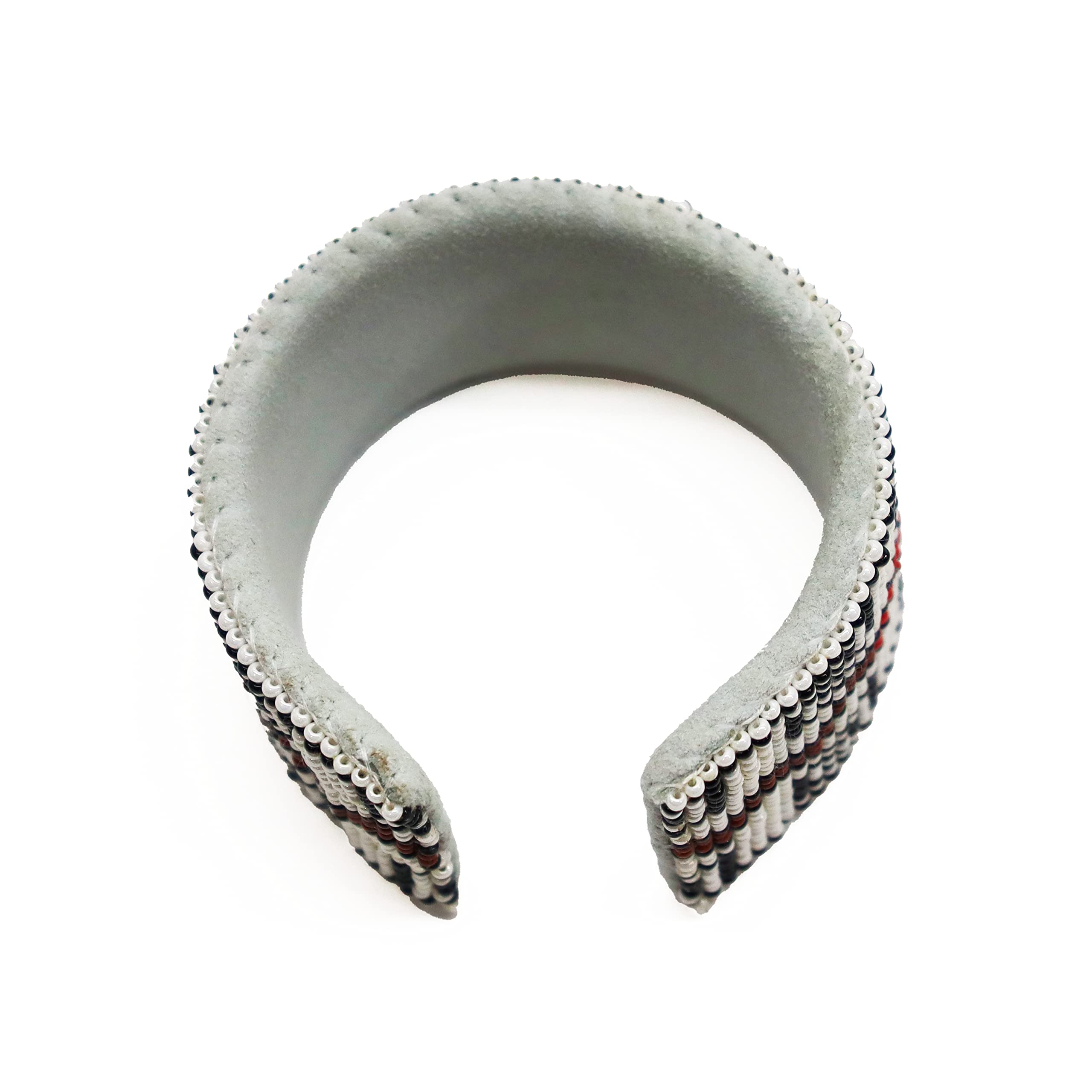 Lavivia Beaded Cuff Bracelet. Native American Style Handmade Cuff Bracelet Suitable For Occasions & Gifting (White & Black)