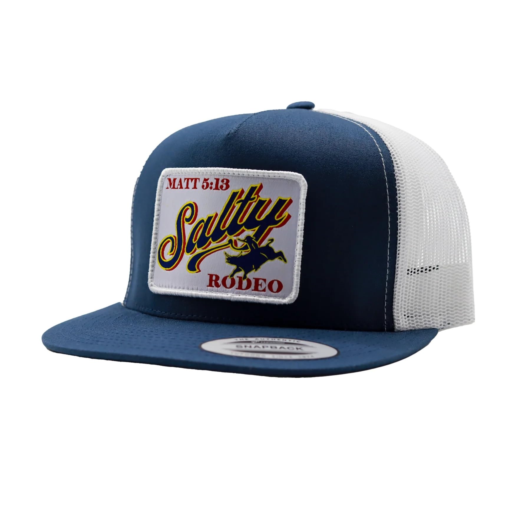 Salty Rodeo Chute Boss Hat - Tall Crown Blue Yupoong Snapback Western Wear Snapback - One Size Fits Most