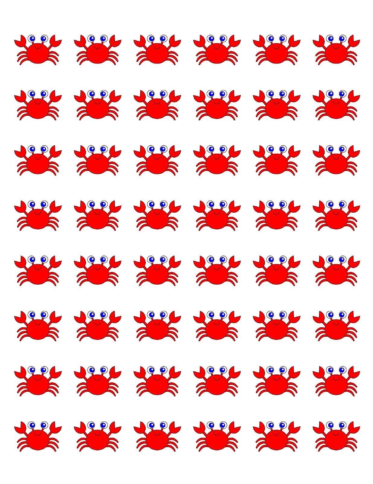 LLStickers 48 Envelope Seals Labels Stickers RED Crab, 1.2"