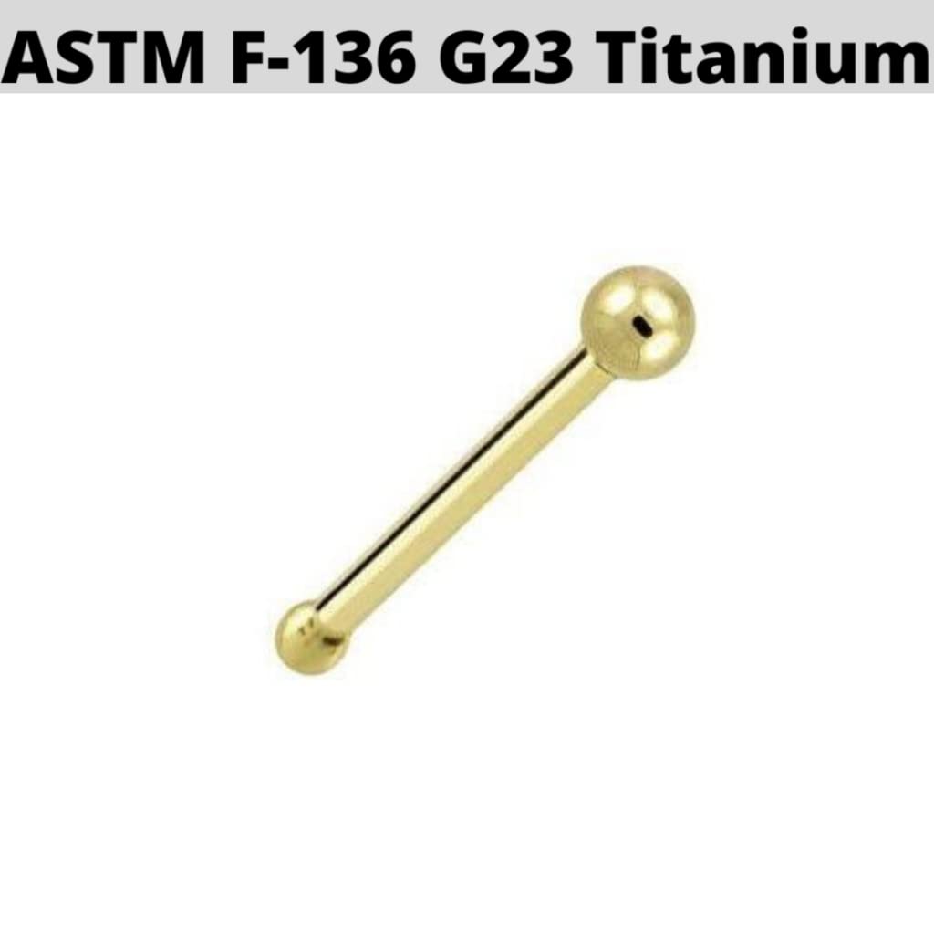 PAIR 18G IMPLANT GRADE GOLD PVD TITANIUM BALL NOSE DIMPLE END STUD BODY JEWELRY Style 88888-1208