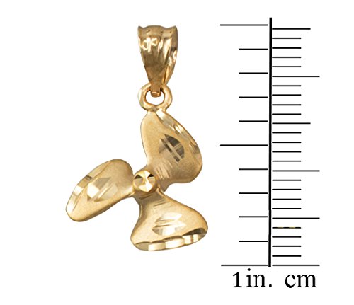 LA BLINGZ 10K Yellow Gold Satin DC Rotor Propeller Pendant