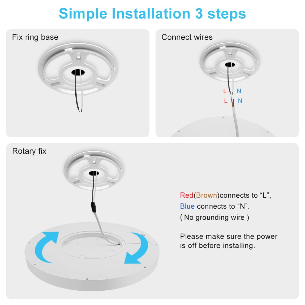 LED Flush Mount Ceiling Light Fixture, Daylight White 5000K, 12 Inch 24W(240W Equivalent), 3200LM, 0.94 Inch Thick Slim Modern Ceiling Lamp, Flat Round Ceiling Lighting for Bedroom Hallway Kitchen