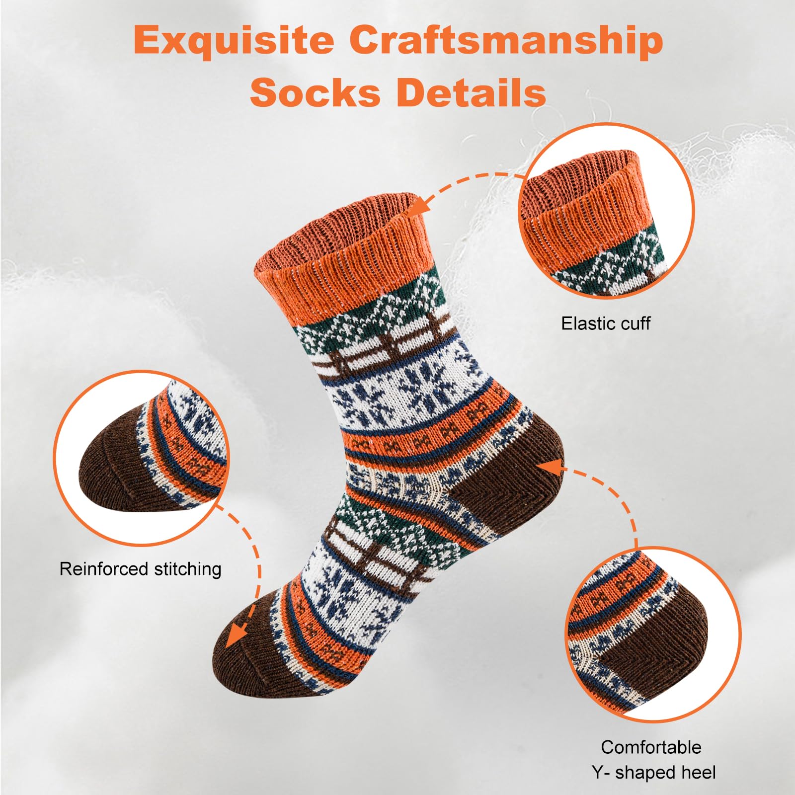 LKV Womens Winter Socks Gift Box Free Size Thick Wool Socks Soft Warm Casual Socks for Women Socks Christmas Socks 5 Pairs