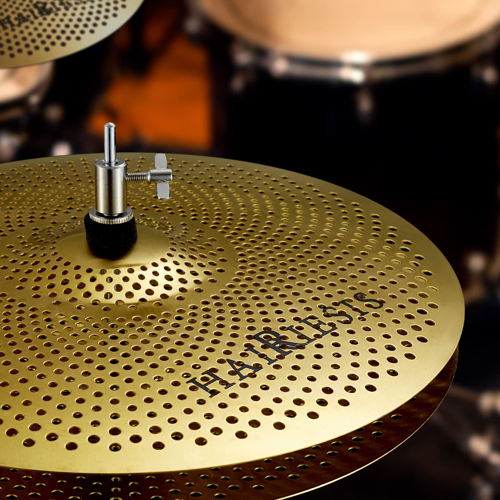 Silent Low Volume Cymbal Set 70%-80% Cymbal Set 14'Hi-Hat+16"Crash+18'Crash+20"Ride 5 pieces of Golden Drummer Practice Cymbals