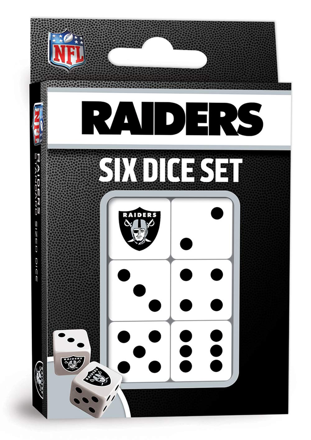 MasterPieces Game Day - NFL Las Vegas Raiders - 6 Piece Team Logo Dice Set - D6 Standard Size