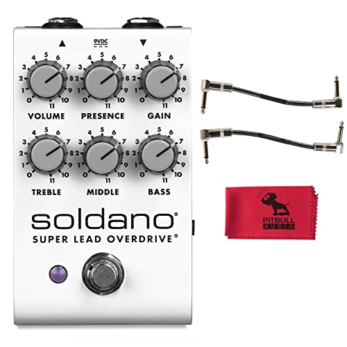 Soldano SLO Pedal Super Lead Overdrive Guitar Pedal w/Pitbull Audio Microfiber Cloth & Patch Cables