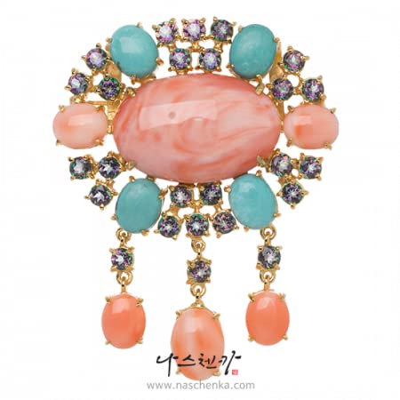 NASCHENKA Traditional Korean Hanbok brooch pin accessories gemstone jewelry for women moms gift