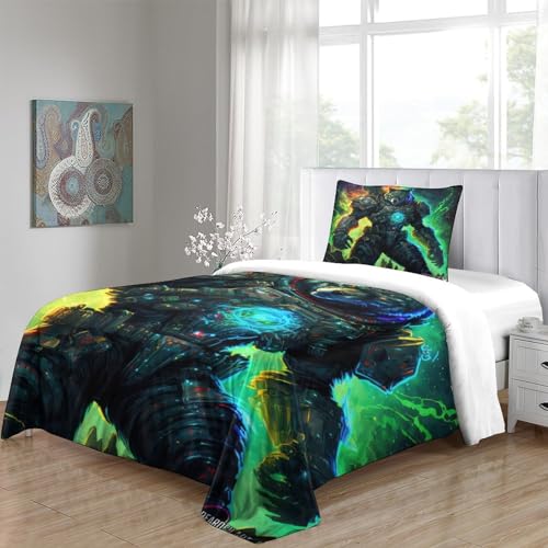 LAHTI Cosmic Space Wolves 3D PrintedSuper Soft Bedding Set Comforter Covers Quilt Cover Duvet Cover with Pillowcases for Childrens and Adults Microfiber 3 Pieces with Zipper Closure Single(135x200cm)