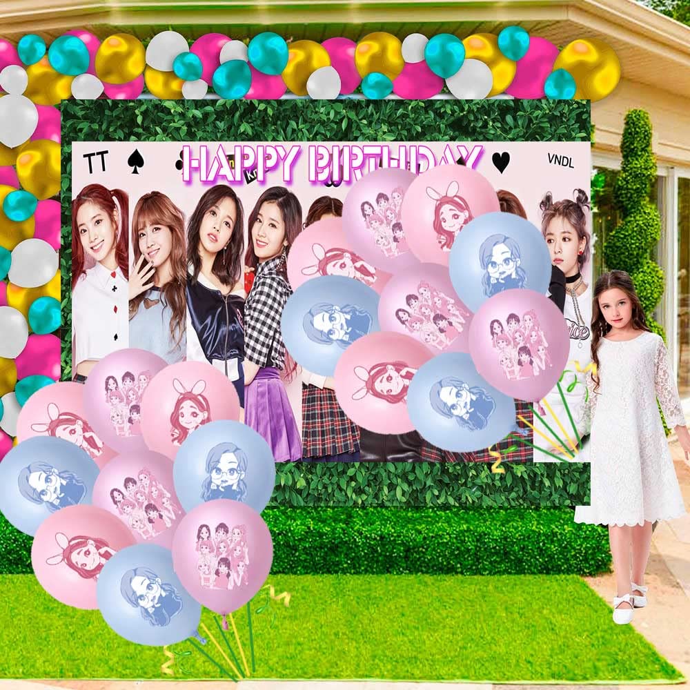 Twice Party Supplies Decorations Birthday Cake Topper Balloons Banner Backdrop Decor