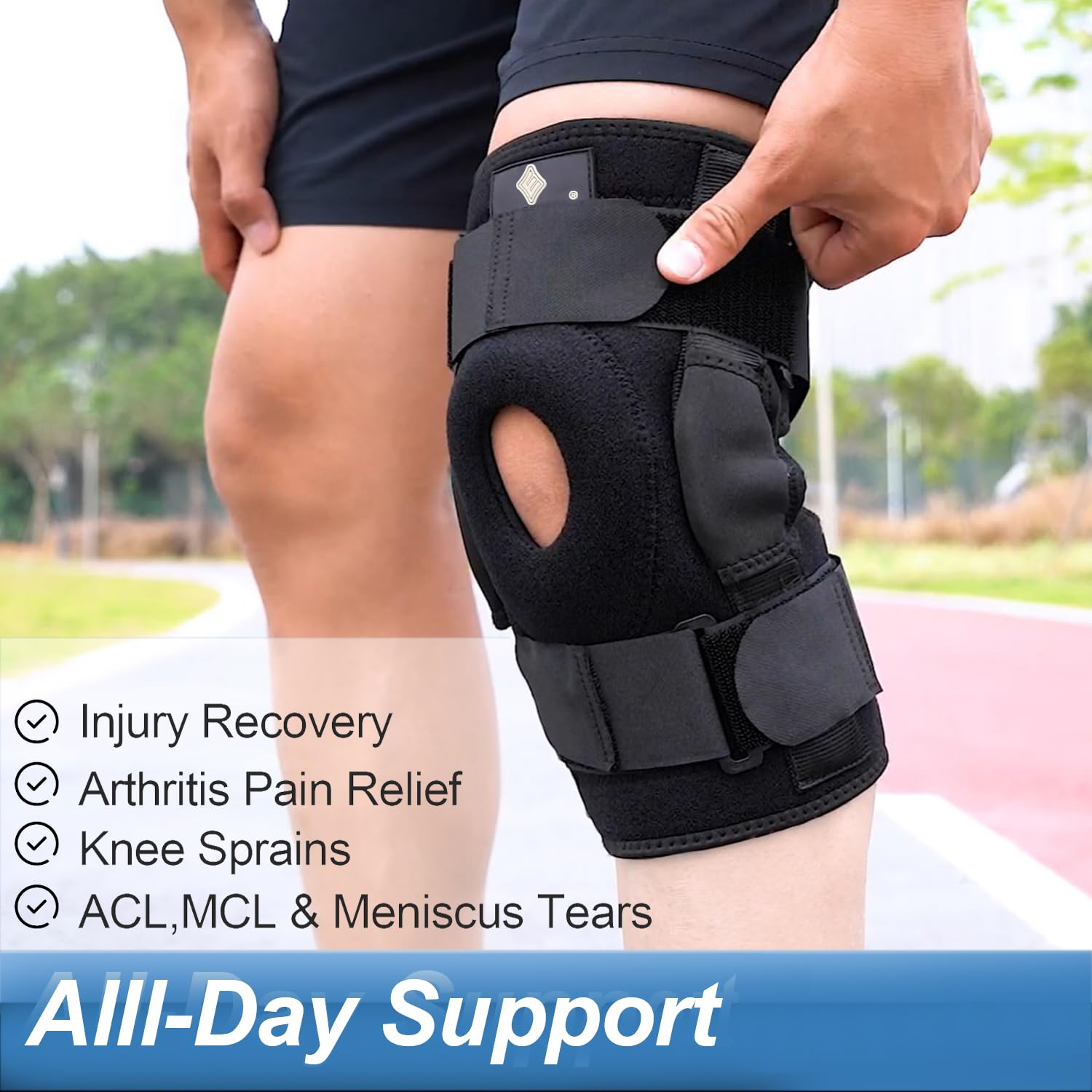 NEENCA Hinged Knee Brace with Side Stabilizers for Maximum Support, Open Patella Compression Knee Support for Meniscus Tear, ACL, PCL, MCL, Joint Pain Relief, Injury Recovery