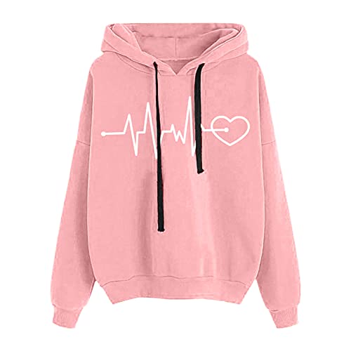 Women Tops Long Sleeve Elegant Comfy Fall Tops Athletic Hooded Outwear Plus Size Pullovers Hoodies With Hood and Zip Pink