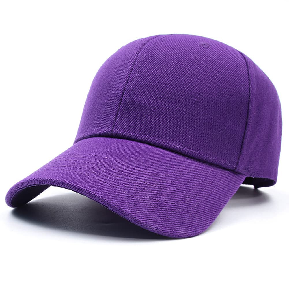 Solid Color Baseball Cap Unisex Golf Trucker Dad Hat Adjustable Size Classic Blank Ball Cap for Men Women (Purple)