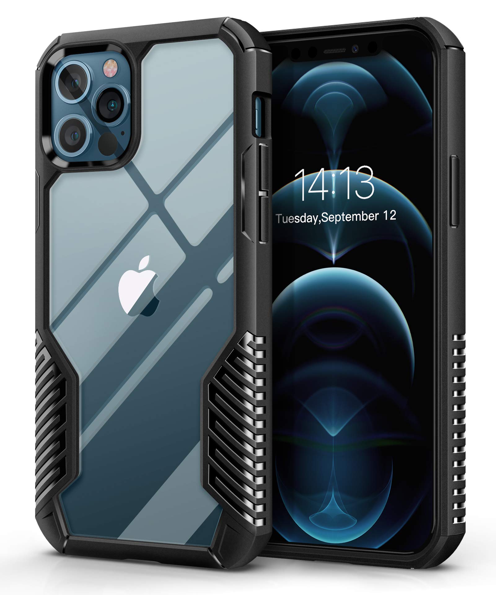 MOBOSI Vanguard Armor Compatible with iPhone 12 Pro Max Case,Rugged Cell Phone Cases,Heavy Duty Military Grade Shockproof Drop Protection Cover 6.7 inch 2020 (Matte Black)