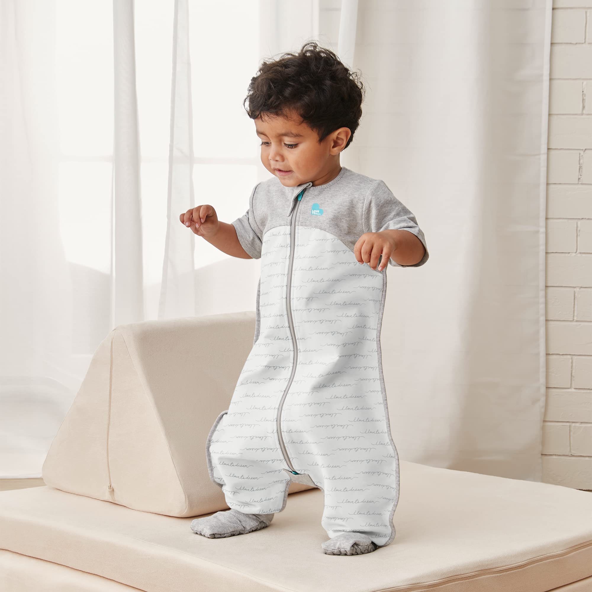 Love to Dream Organic Baby Sleep Suit (12-24 Mo), Super Soft Temp Regulating Sleeping Sack, 1TOG All Seasons Wearable Blanket, Clouds