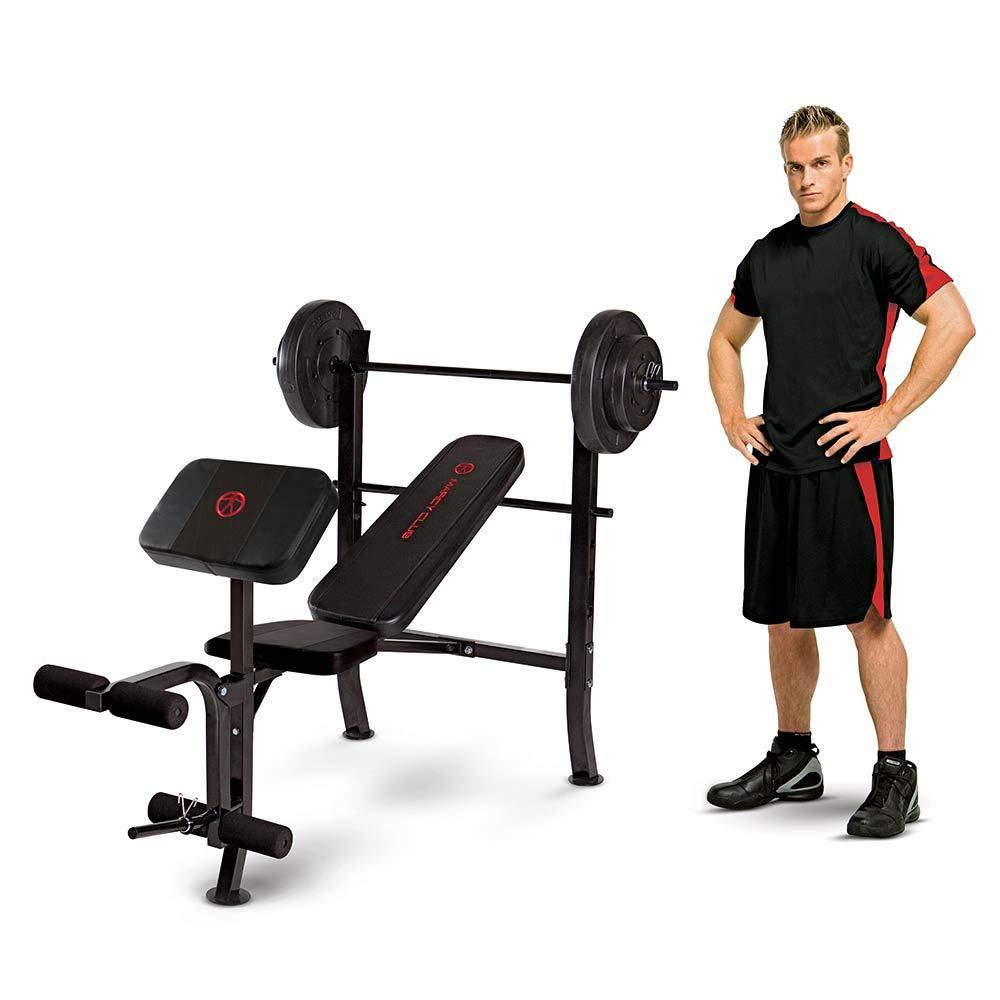 Marcy Pro 14 Gauge Durable Steel Standard Adjustable Weight Bench Press Training with 80 Pound Weight Set for Home Gym Setups, Black