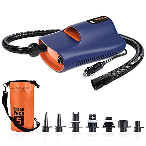Paddle Board Pump Electric Portable - Stand up Paddle Board Pump for sup air Pump,20PSI High-Pressure with Auto-Off, Deflation Function and 12V DC Car Connector for Inflatables, Kayaks and Boats