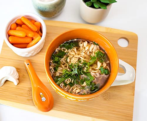 Silver Buffalo Sanrio Gudetama x Nissin Top Ramen Ceramic Soup Mug with Spoon | Holds 24 Ounces