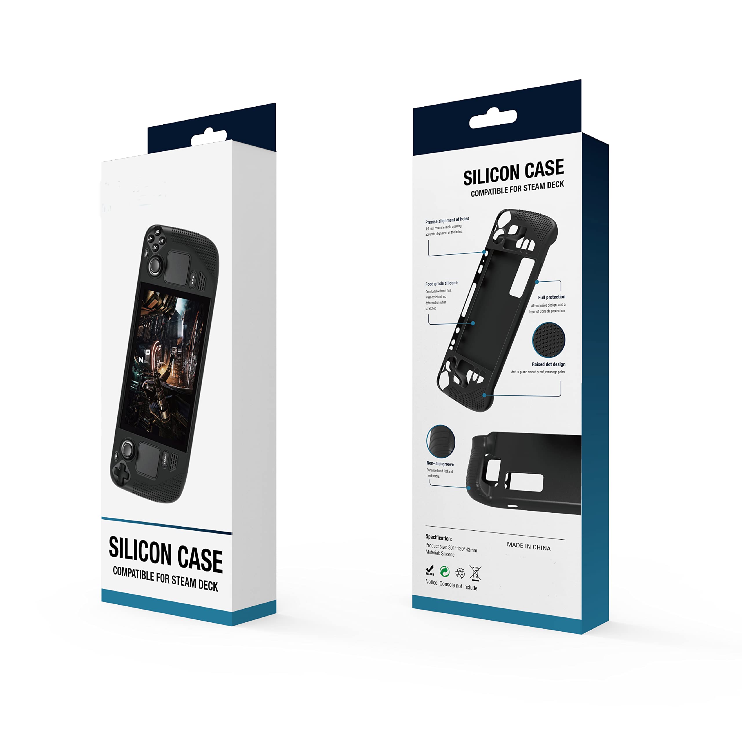 Protective Silicone Cover for Valve Steam Deck,Cenxaki Silicone Protective Case with Anti-Slip Particles - Black