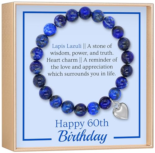 OLGAS GEMS 60th Birthday Milestone Bracelet & Meaningful Message Card - Beautiful and Sentimental Gifts for 60th Birthday Women