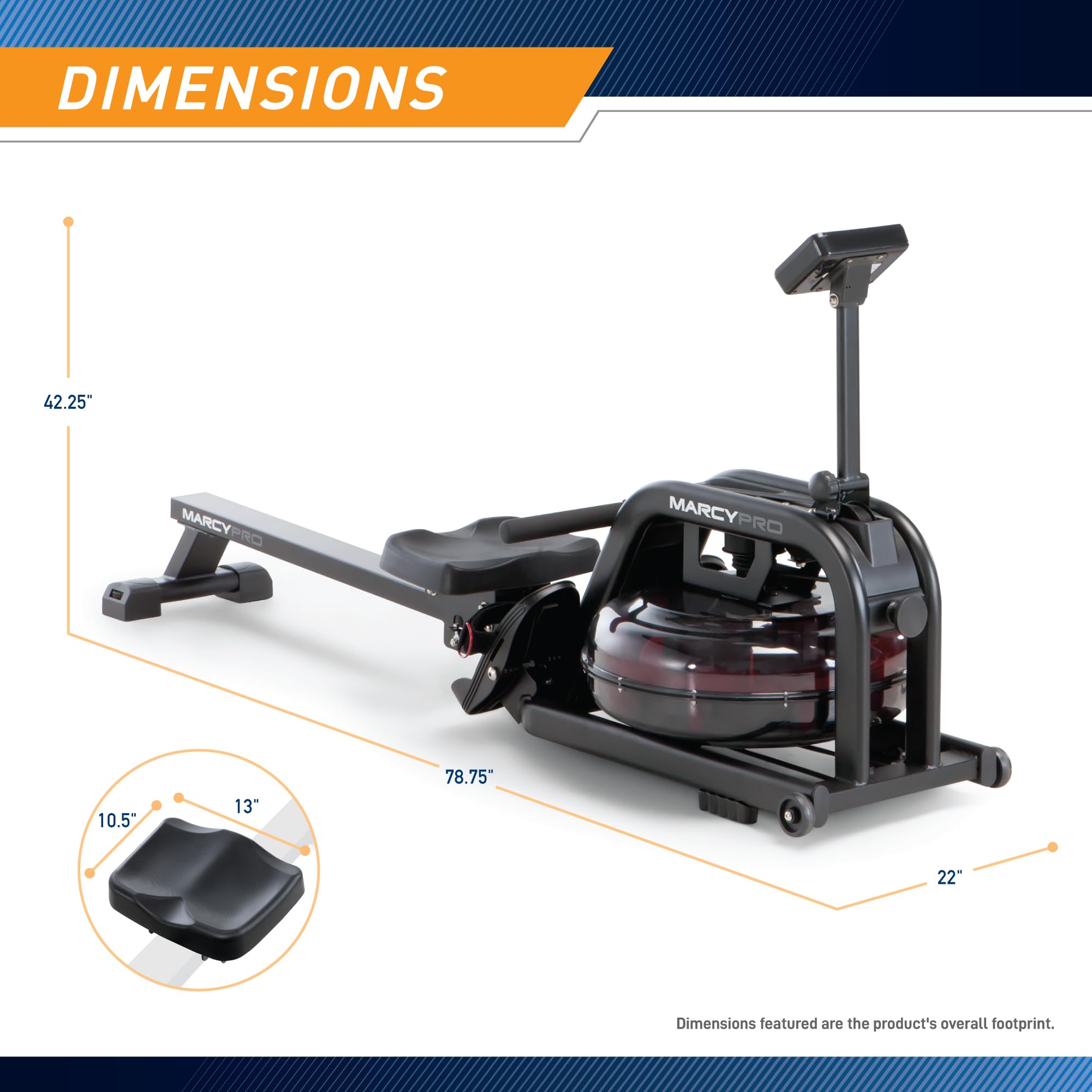 Marcy Water Rowing Machine Cardio Training Equipment, 300-lb Capacity NS-6070RW, Black