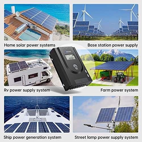Sunthysis MPPT Solar Charge Controller, 20A 12V/24V Auto, Max Input 100V 260W/520W, LCD Display, APP Monitoring Setting, Solar Panel Regulator for AGM Gel Sealed Flooded, Lithium Battery (Bluetooth)