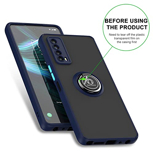 Lokyoo Shockproof Case for TCL Stylus 5G 2022, with 2 Pack Tempered Glass Screen Protector, Military Grade Phone Cover with Support Magnetic Car Holder Metal kicktand for TCL Stylus 5G-Blue