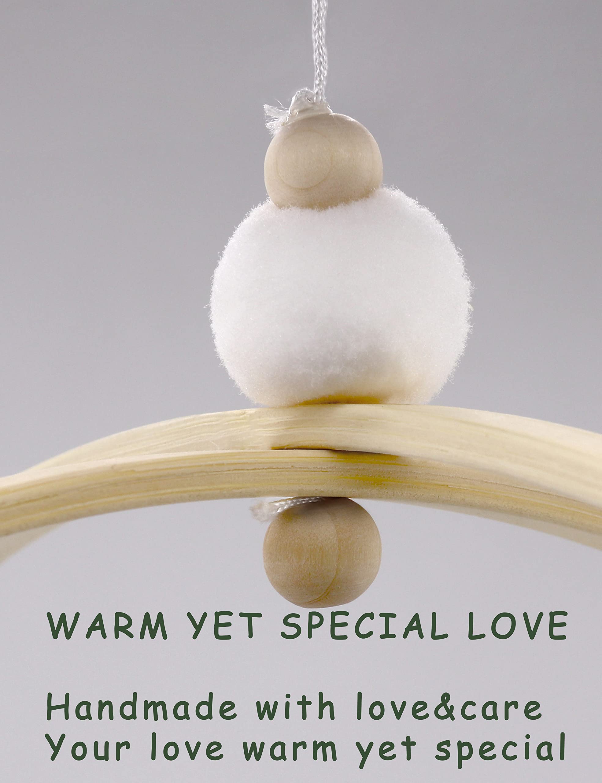 SUPICKET Home Decoration Lovely Wooden Bead Mobiles Bed Felt Baby Ceiling Accessories (White Ball Cloud)