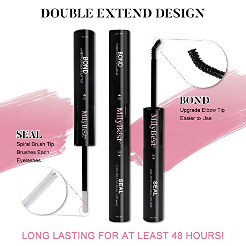 MilyBest 368 Pcs Cluster Lashes 8-16mm C Curl DIY Lashes Cluster Lash Bond and Seal Cluster Waterproof Individual Lashes Glue