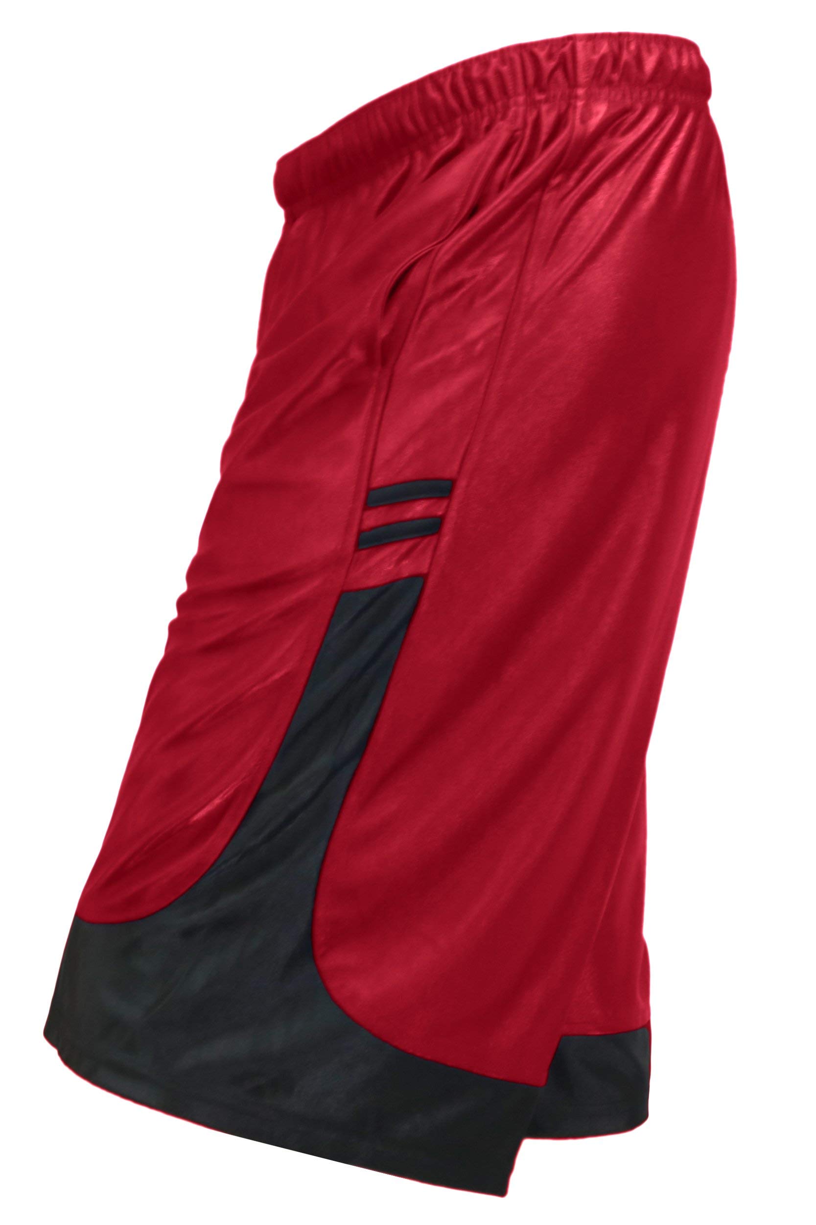 OLLIE ARNES Mens Athletic Gym Workout Shorts with Pockets in Packs or Single, Mesh or Dazzle Athletic Basketball Shorts MESH2_S2 BKWH_REDBK X-Large