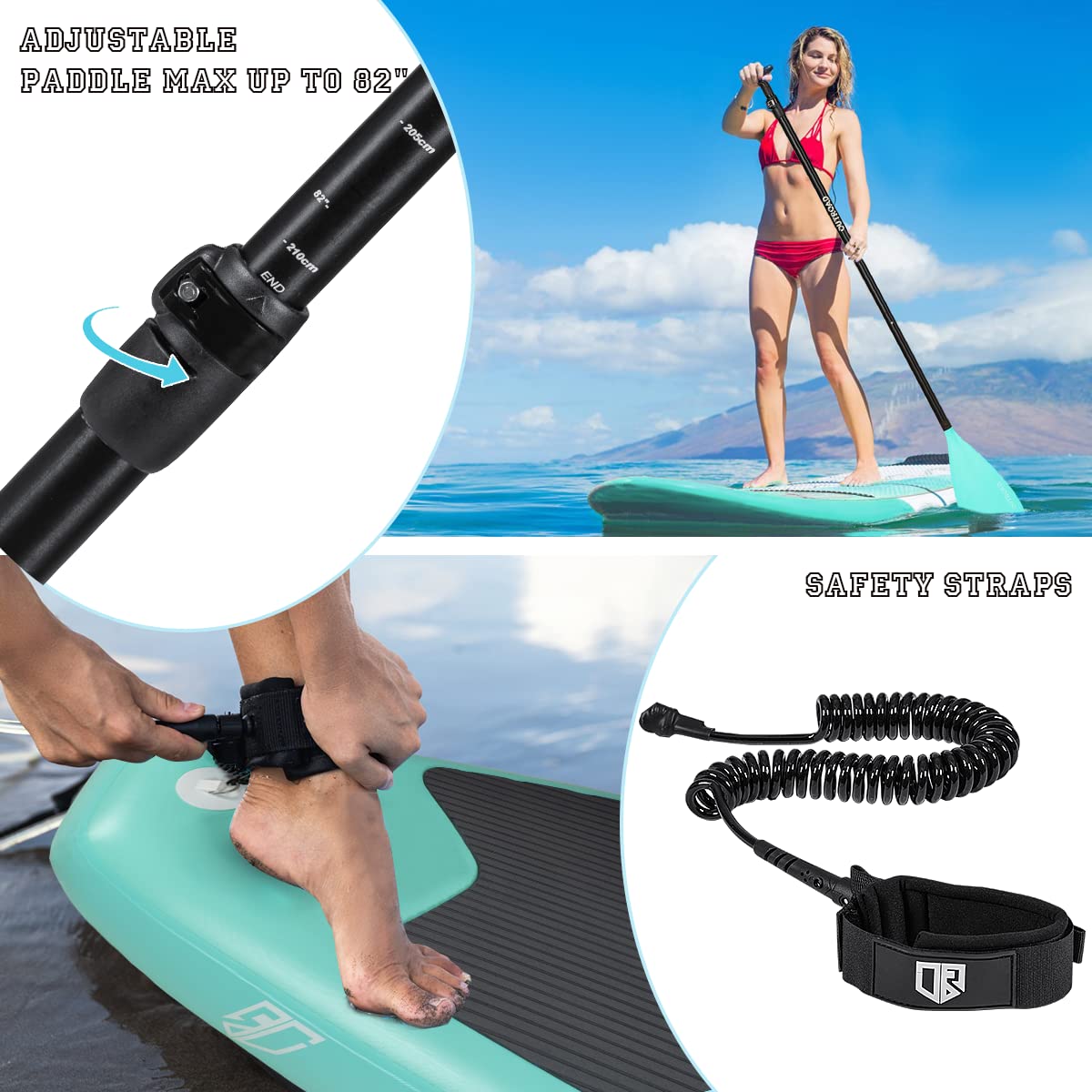 Max4out Premium Stand Up Inflatable Paddle Board 10'6×32"×6" with Premium sup Accessories & Backpack, Non-Slip Deck, Waterproof Bag, Leash, Hand Pump, Standing Boat for Youth & Adult (Blue)