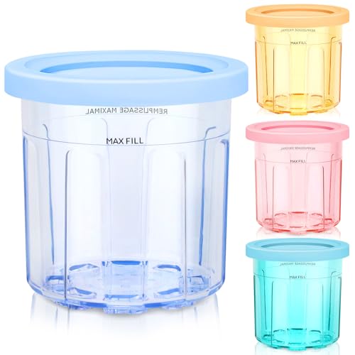 LOMILD 4 Pack Pints And Lids Compatible With Ninja Creami NC300 NC301 NC299AMZ Series Ice Cream Makers, Dishwasher Safe & BPA-Free