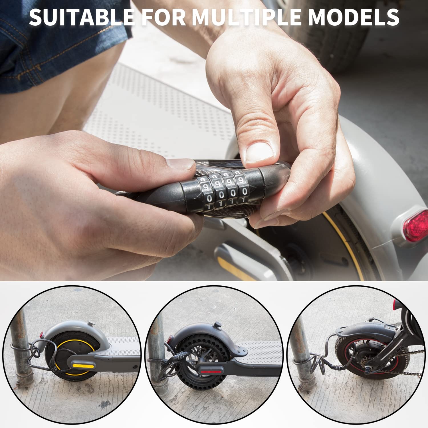 Scooter Lock,Bicycle Lock, Bicycle Accessories, Bike Lock Cable Etronic Lock, Compatible with Xiaomi M365 / M365 Pro / 1S / Essential/Gotrax GXL/Gotrax XR