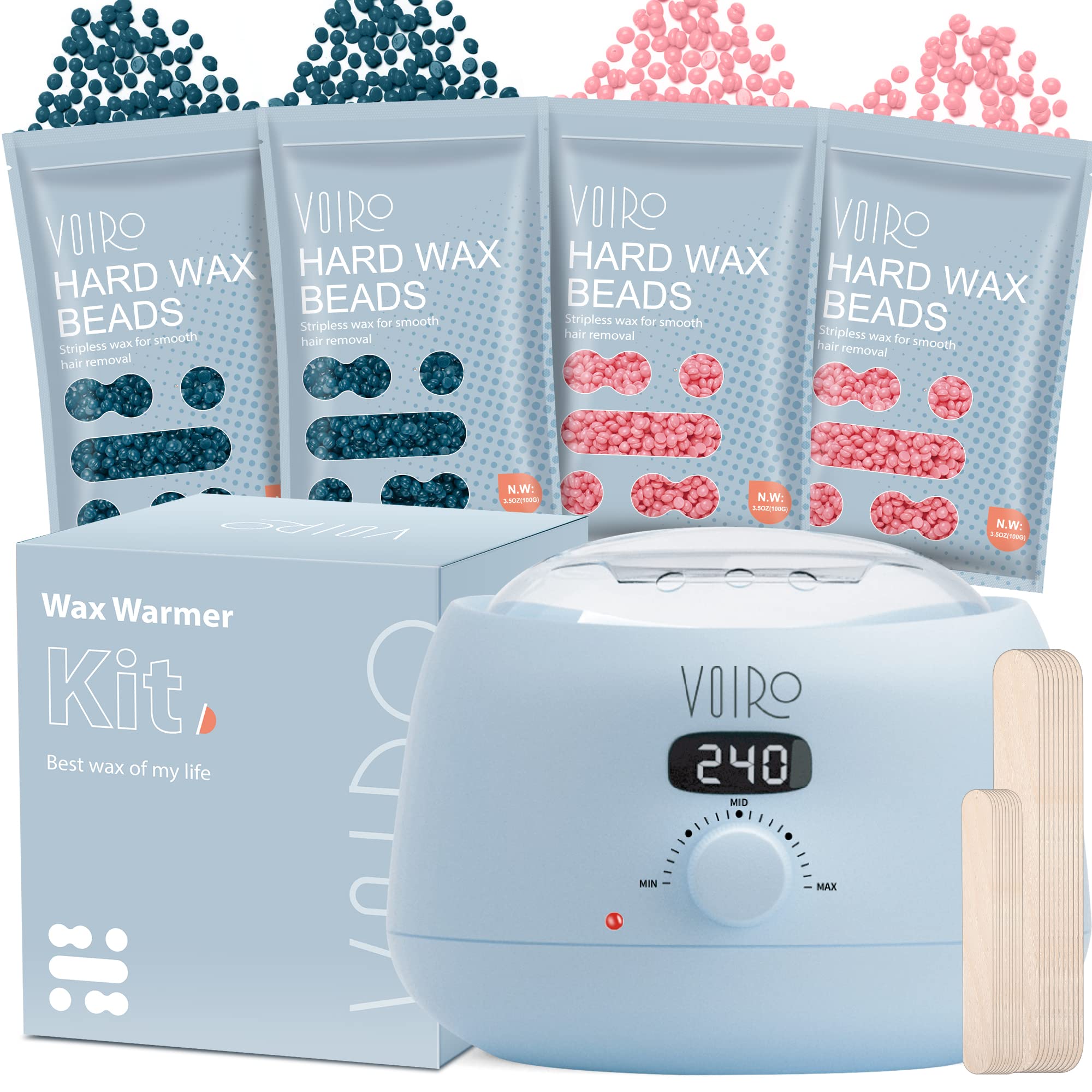 VOIRO Digital Wax Warmer Kit for Hair Removal+1lb Hard Wax Beads Refilling