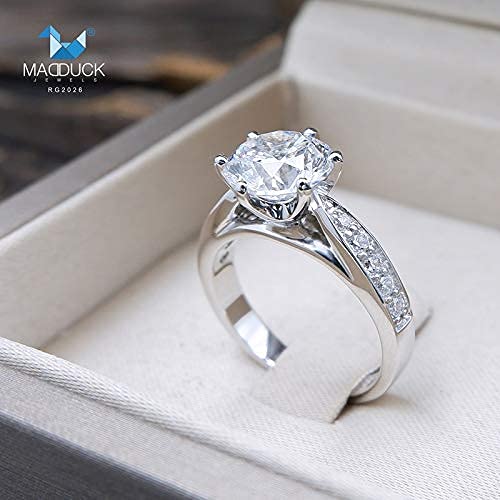 Mad Duck Jewels RG2026 CZ Diamond Sterling Silver Ring with Rhodium Plated (5.5)