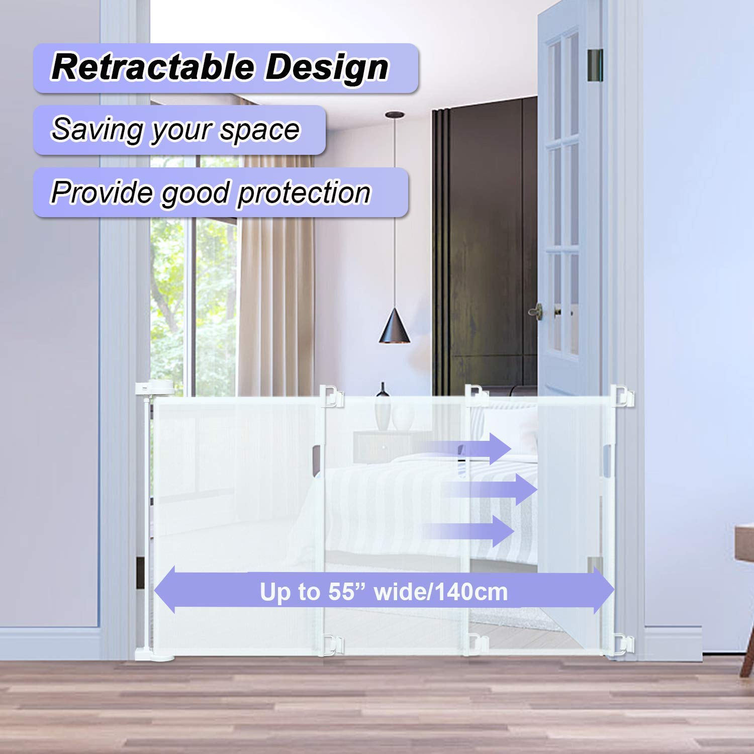 New 360 Degree Retractable Baby Gate + Free 38PACK Outlet Safety Covers, PRObebi Protect Your Baby Safety