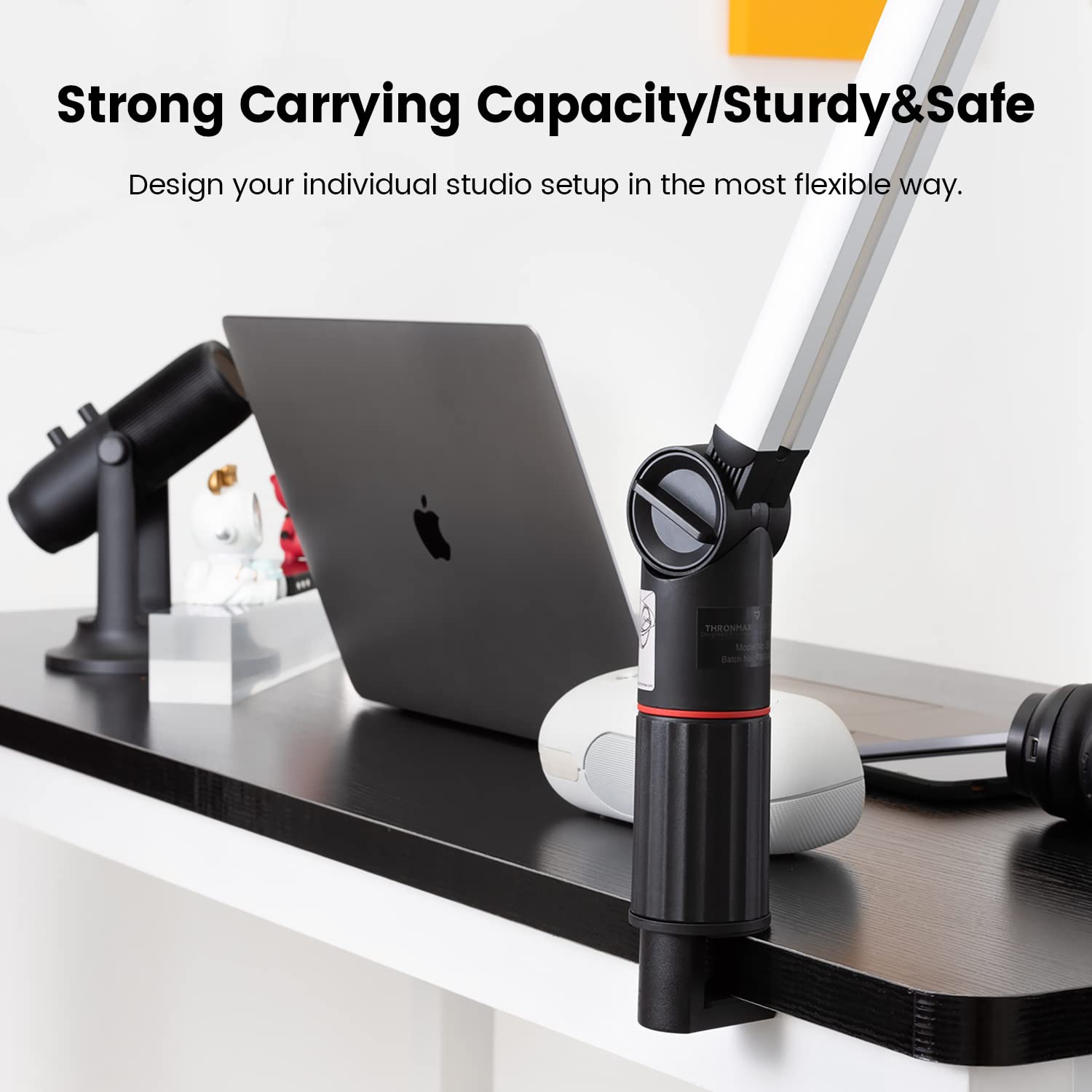 Professional Boom Arm Stand, THRONMAX Flex S5 Mic Stand for Game Streaming and Broadcasting/Sturdy and Universal Mic Arm with 1/4”,3/8", 5/8" Adapter