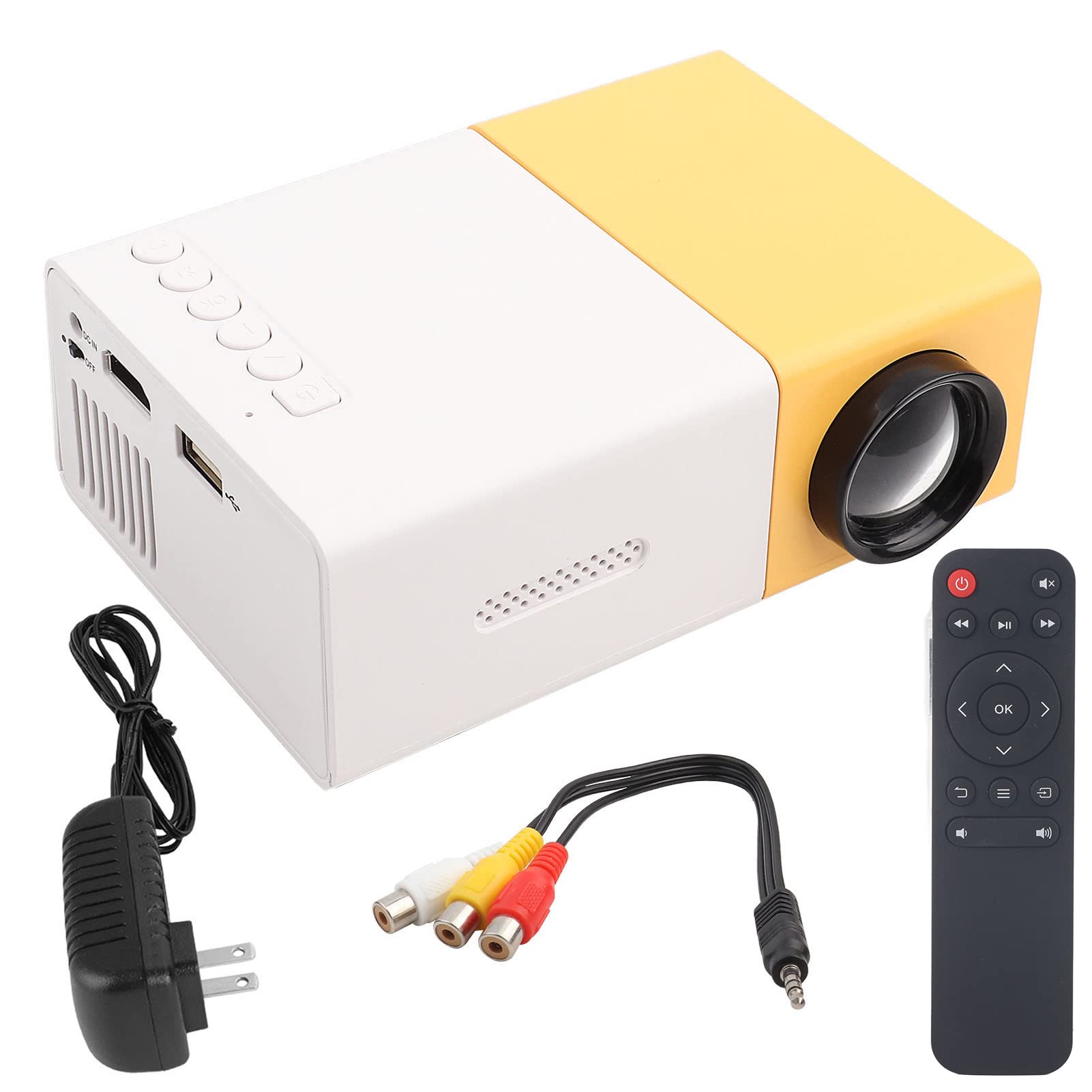 Mini LED Projector, Mini Home Theater Projector Portable LED Projector HD Support VGA AV USB Multimedia Player for Outdoor Recreation, Entertainment Venues